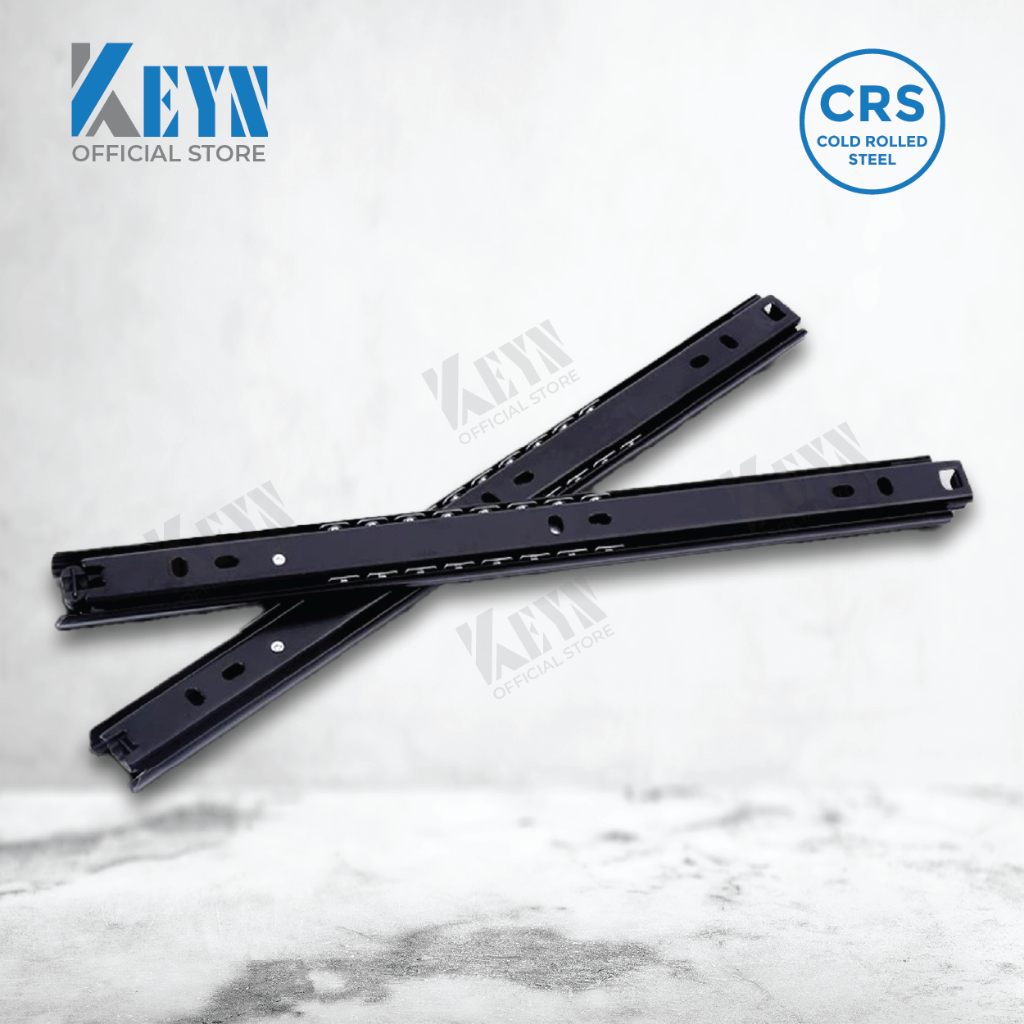 KEYN Cold Rolled Steel 3-Section Pull Out Drawer Slide Rail Black Push ...