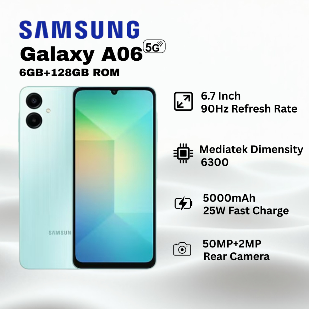 Samsung Galaxy A06 5G l 6.7" | HD Display l 5000mAH Battery | 50MP Rear ...