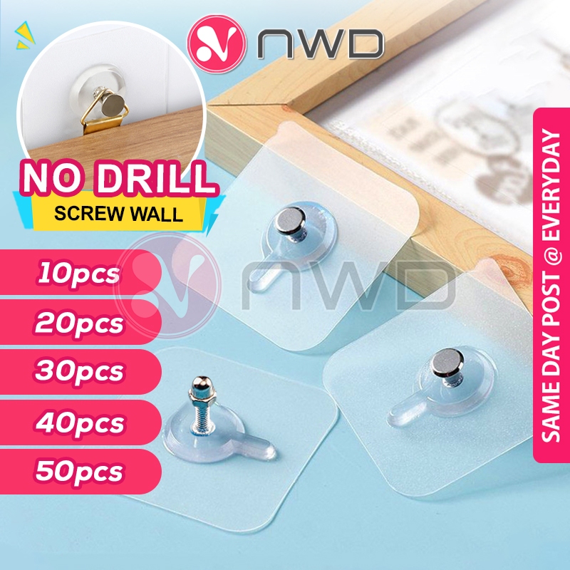 𝗜𝗡𝗦𝗧𝗔𝗡𝗧 𝗛𝗢𝗢𝗞 》10/20/30/40/50pcs Punch-Free Wall Sticker Screw Frame ...