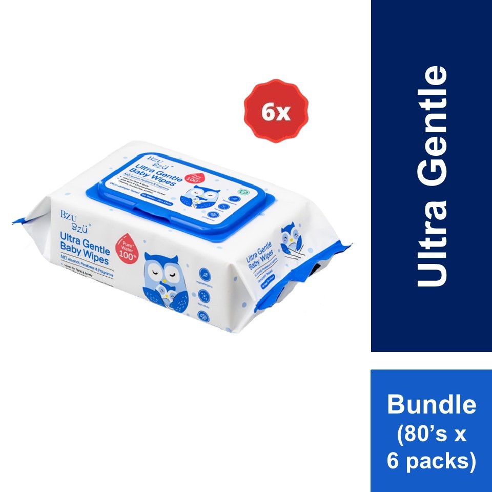 [Bundle of 6] BZU BZU Ultra Gentle Fragrance Free Baby Wipes 80s ...