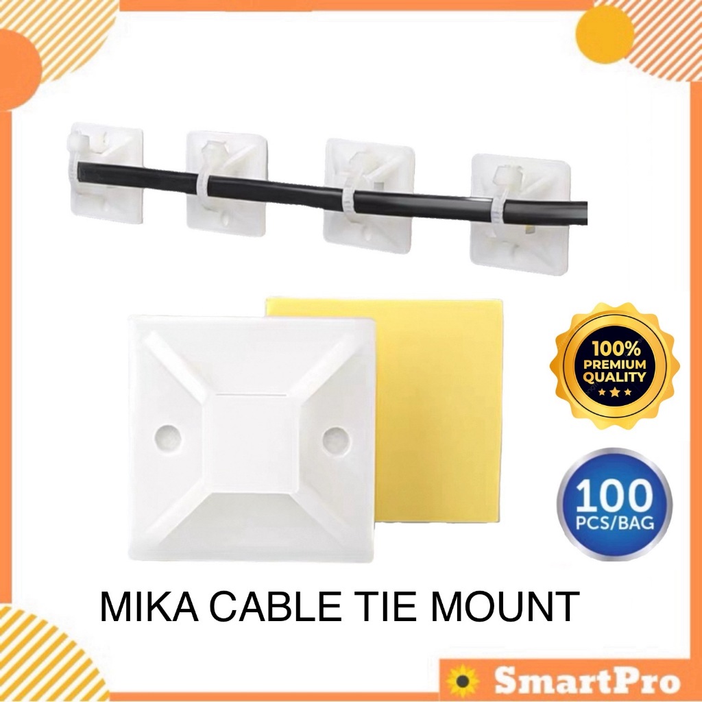 100pcs White Self Adhesive Cable Tie Mount 20mm 25mm Base Holder ...