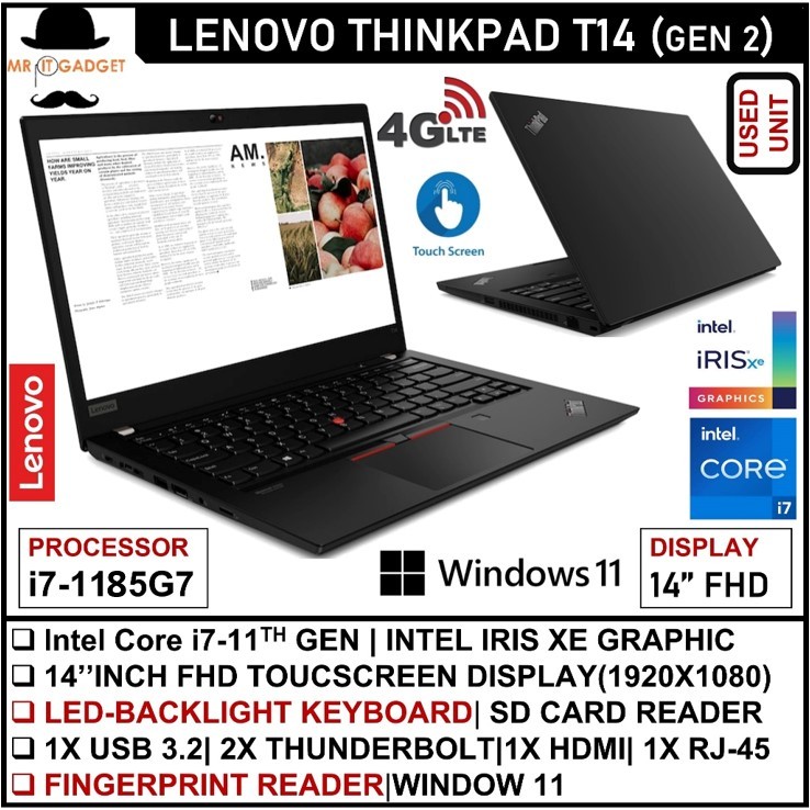 LENOVO THINKPAD T14s GEN 2 LTE (SIM Card) (1 YEAR WARRANTY T&C)14" inch ...