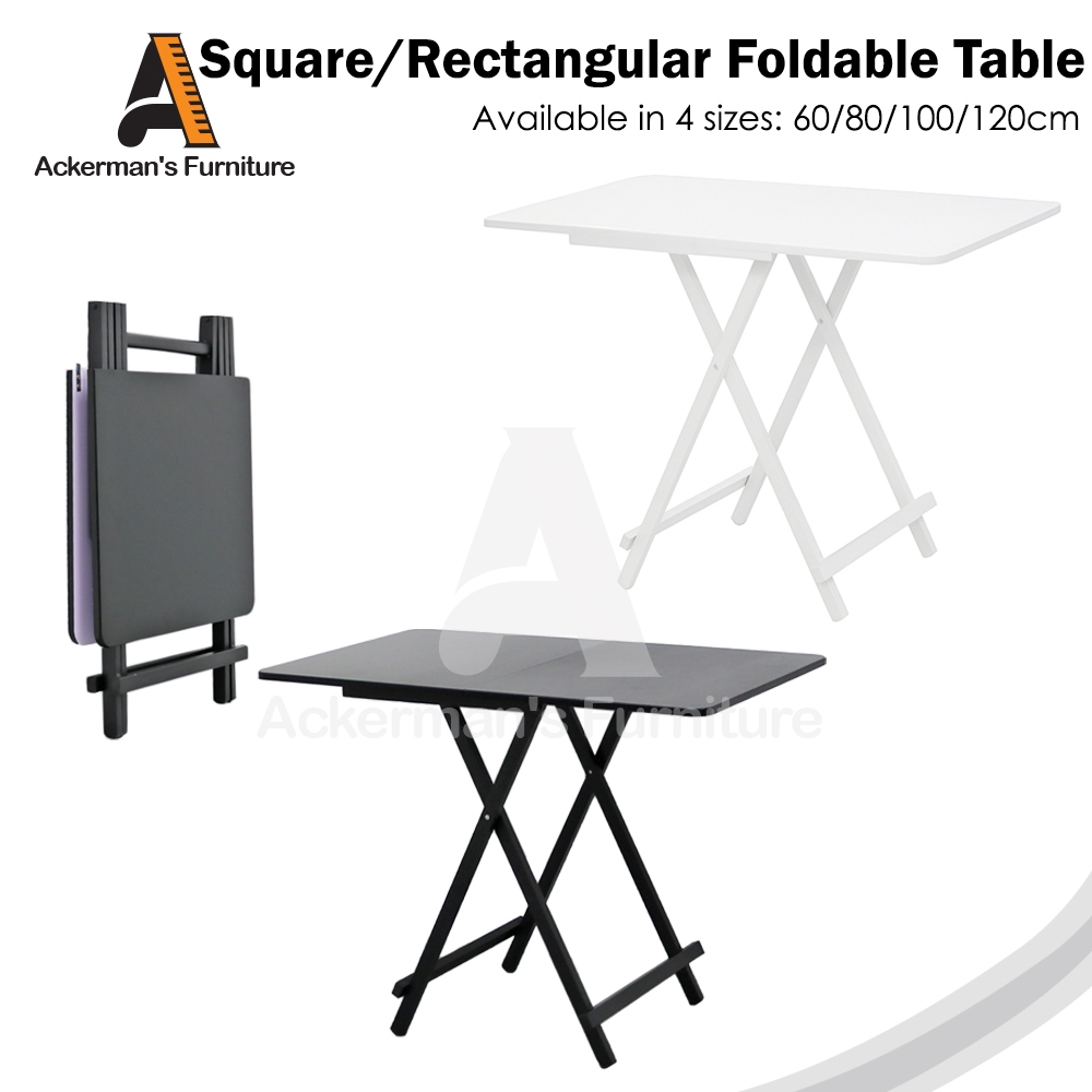 ACKERMAN 60/80/100/120cm Foldable Table Square Rectangular Space Saving ...