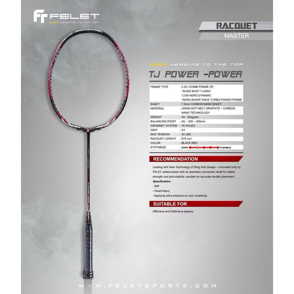 FELET TJ POWER -POWER 4U RACQUET (Good Control / Fast ) | Shopee Malaysia