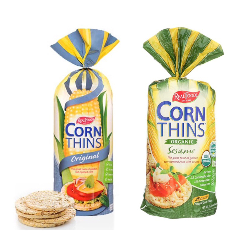 Real Foods Original/ Sesame Corn Thins OR Sun Rice Thin rice cracker ...