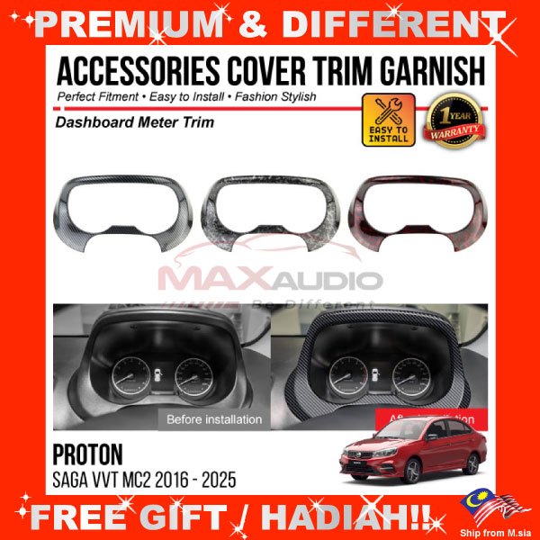 Dashboard Meter Trim PROTON SAGA VVT MC2 2016-2025 Chrome Matte Glossy ...