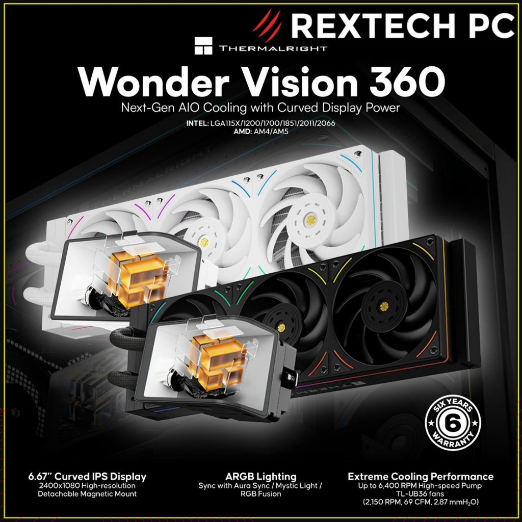 Thermalright Wonder Vision 360 UB ARGB Black | White CPU AIO Liquid ...