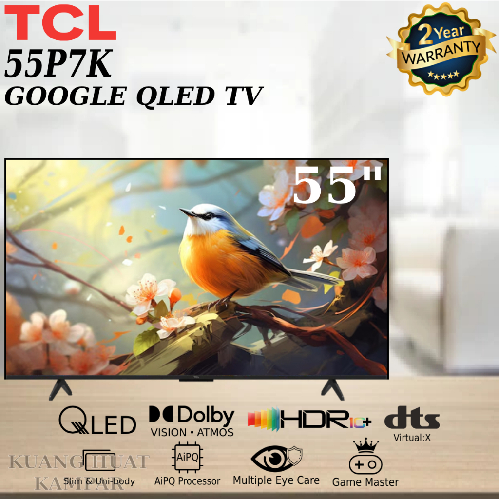 [NEW MODEL] TCL 55" QLED 4K GOOGLE TV 55P7K // 4TC50FK1X | Shopee Malaysia