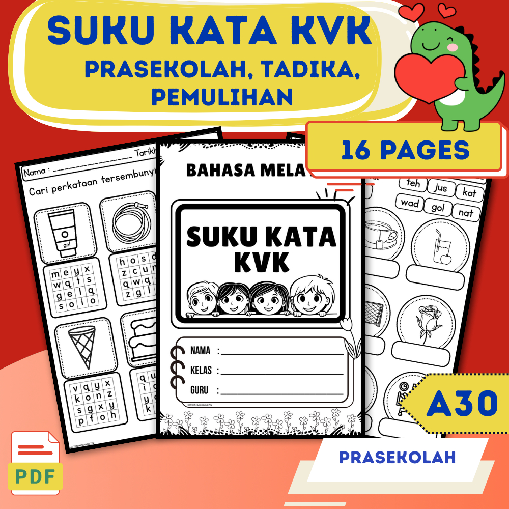 [ SOFTCOPY | PDF ] Bahasa Melayu Latihan Suku Kata Terbuka Tertutup Diftong Prasekolah Tadika ...