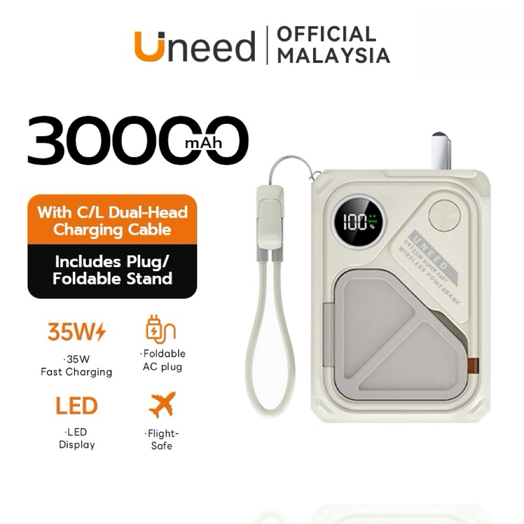 [All-IN-One] Uneed Power Bank 35W PD Fast Charging Built-in AC Plug For ...