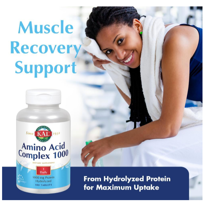 KAL, Amino Acid Complex 1000, 100 Tablets, 18 Different Amino | Shopee ...
