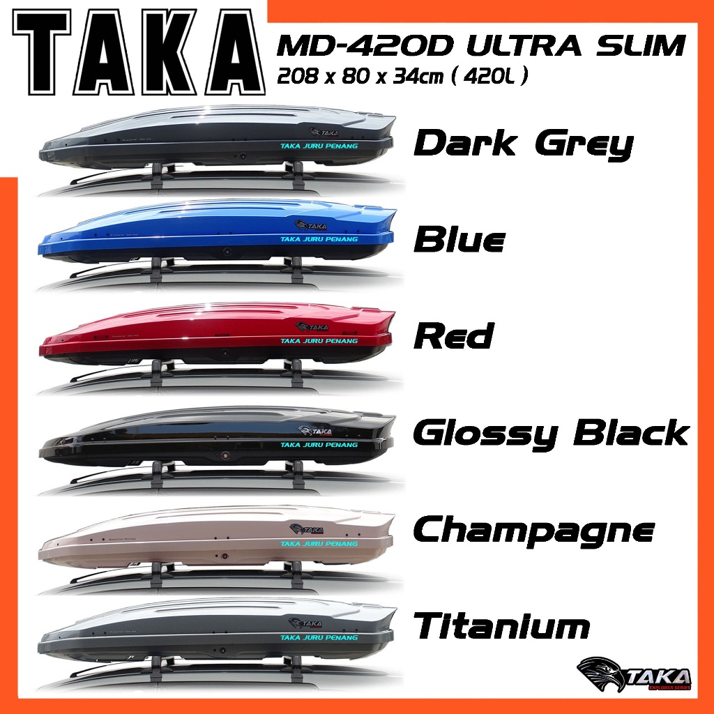 TAKA MD-420D Car Roof Box [Explorer Series] [XL Size] [Glossy Black ...