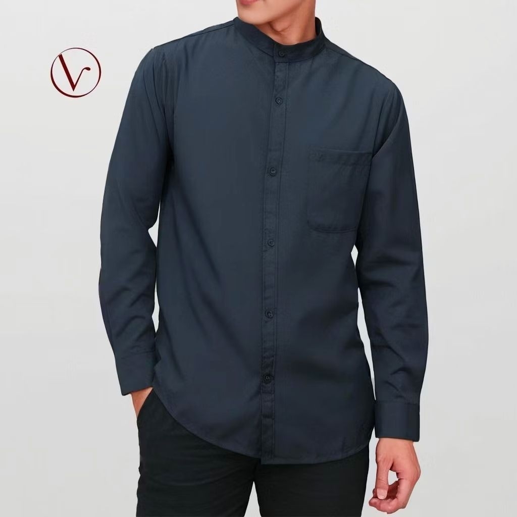 (Kecacatan 1 Butang) VERMILLION Baju Kurta berwarna Biru Gelap (Saiz XL ...