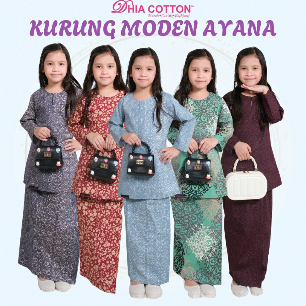 Dhia Cotton KURUNG MODEN AYANA Kids BQ -01- | Shopee Malaysia