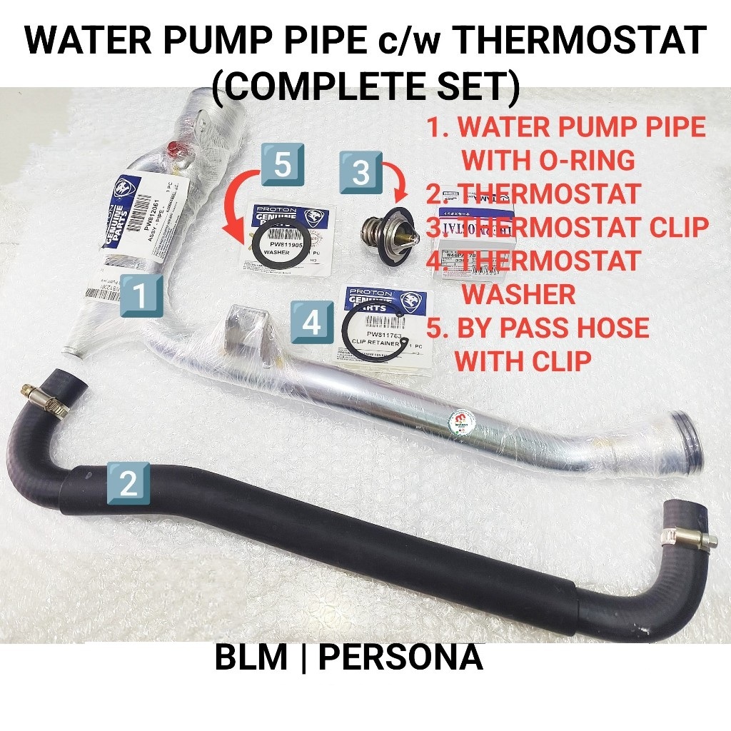 ORIGINAL PROTON WATER PUMP PIPE PW812061 COMPLETE SET WITH THERMOSTAT ...