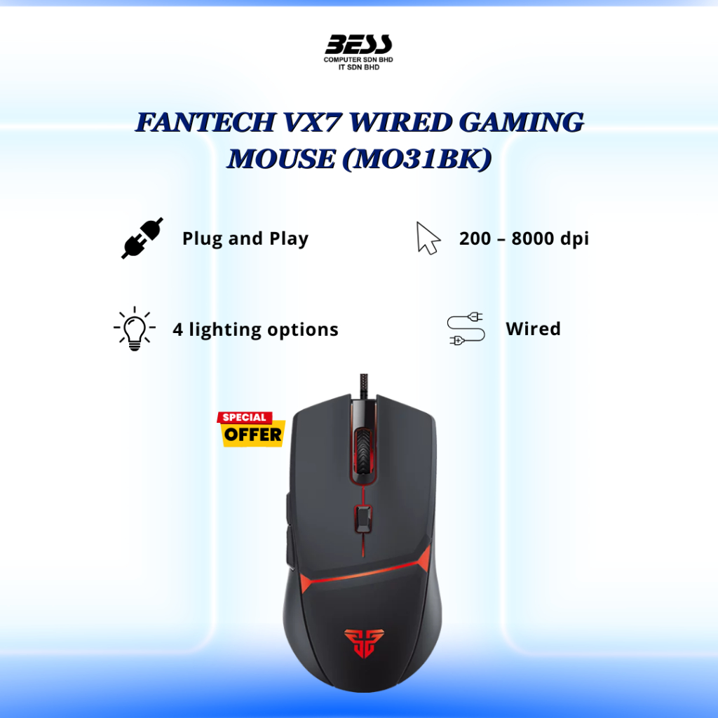 FANTECH VX7 WIRED GAMING MOUSE (BLACK/SAKURA) | Shopee Malaysia