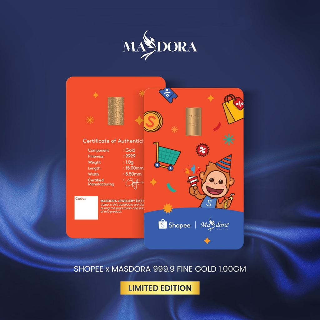 SHOPEE x MASDORA 999.9 Gold Bar - 1.00GM | Shopee Malaysia