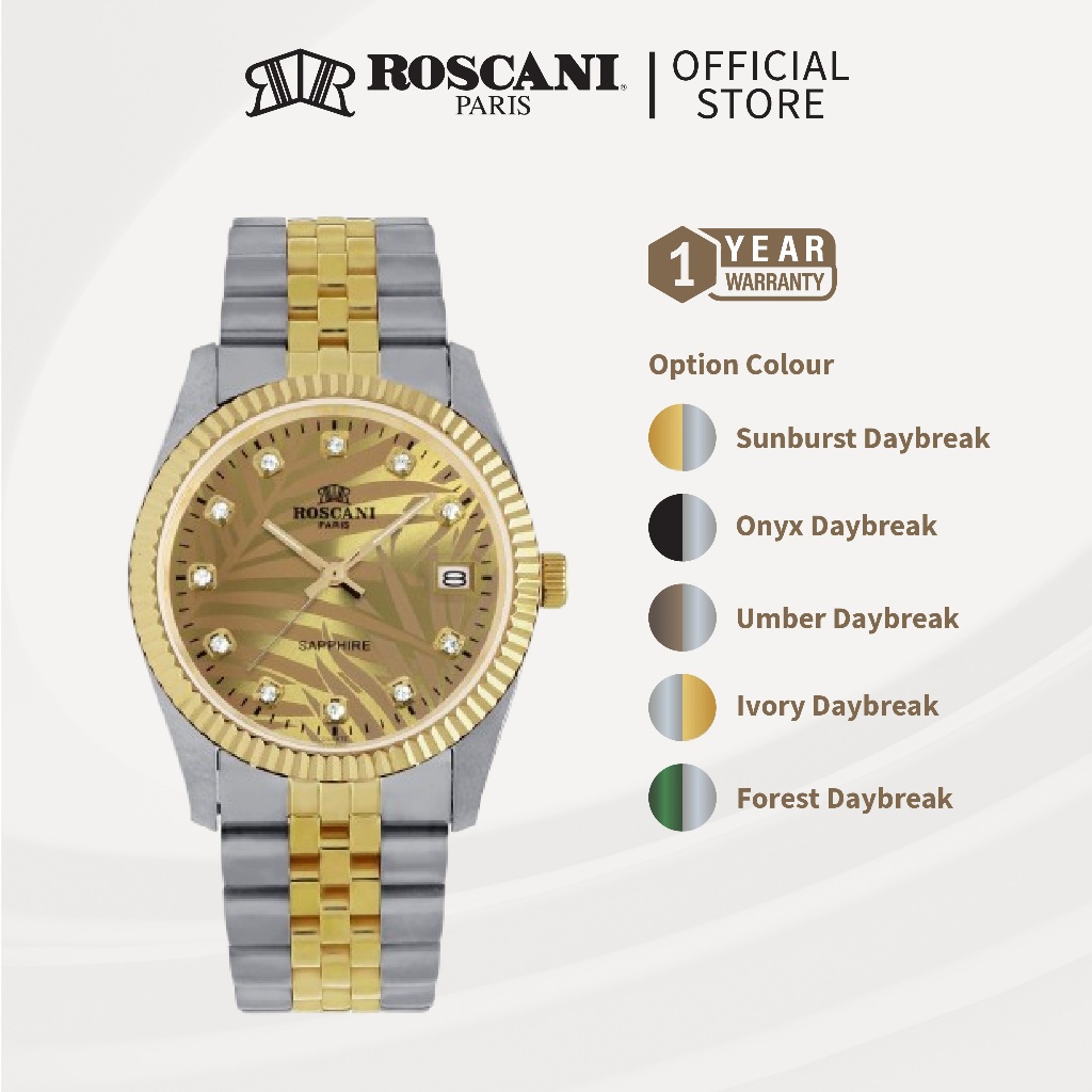 Roscani Serene Bold 35mm 497 (Two-Tone) Sapphire Crystal Bracelet Watch ...