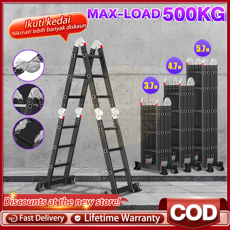 Tangga Lipat Heavy Duty Foldable Ladder 3.7M-5.7M(12Step-20Step ...