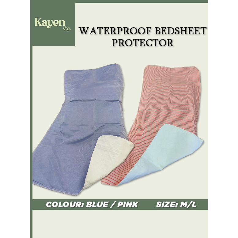 Waterproof bed protector linen cover alas tilam kalis air blue pink ...