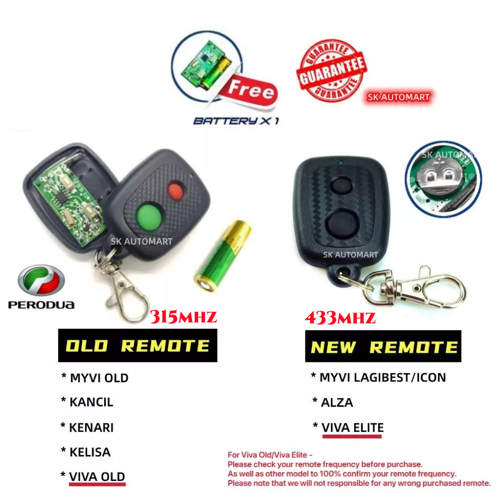 Perodua Remote Alza & Myvi Old / Lagi Best / Icon / Viva Elite / Viva ...