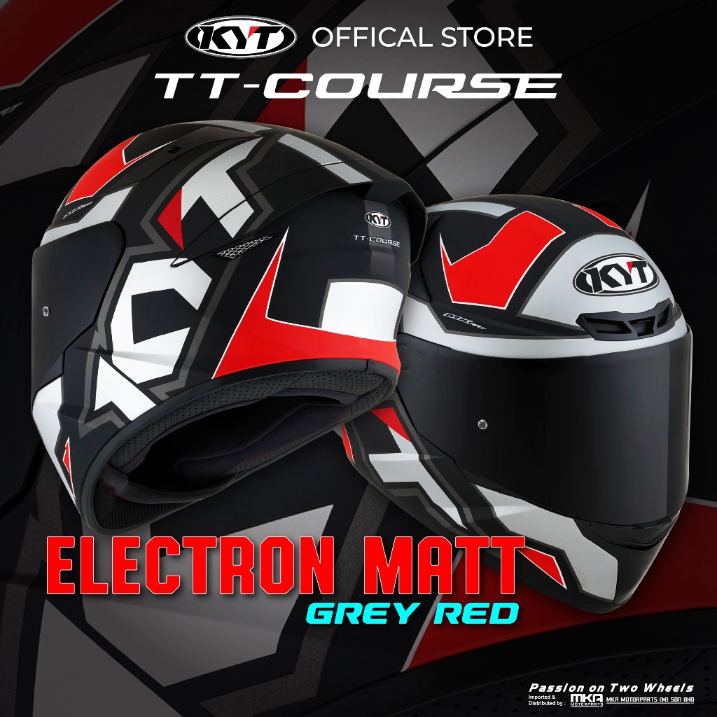KYT HELMET TT COURSE ELECTRON MATT - GREY RED | BLACK YELLOW | Shopee ...