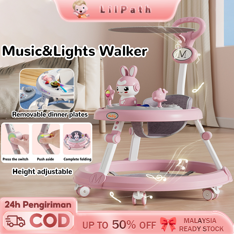 Walker baby Height Adjustable Anti-fall walker Foldable with Music ...