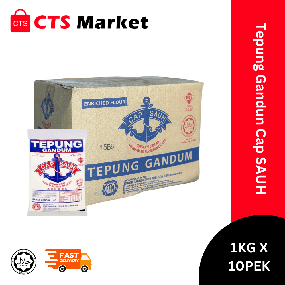 (CARTON) CAP SAUH Tepung Gandum 1kg /Wheat Flour /Tepung Gandum Cap ...