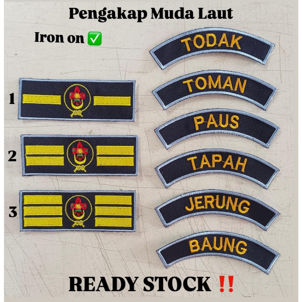 READY STOCK 1pc Lencana Pengakap Muda Laut Scout Badges Tanda Pangkat ...