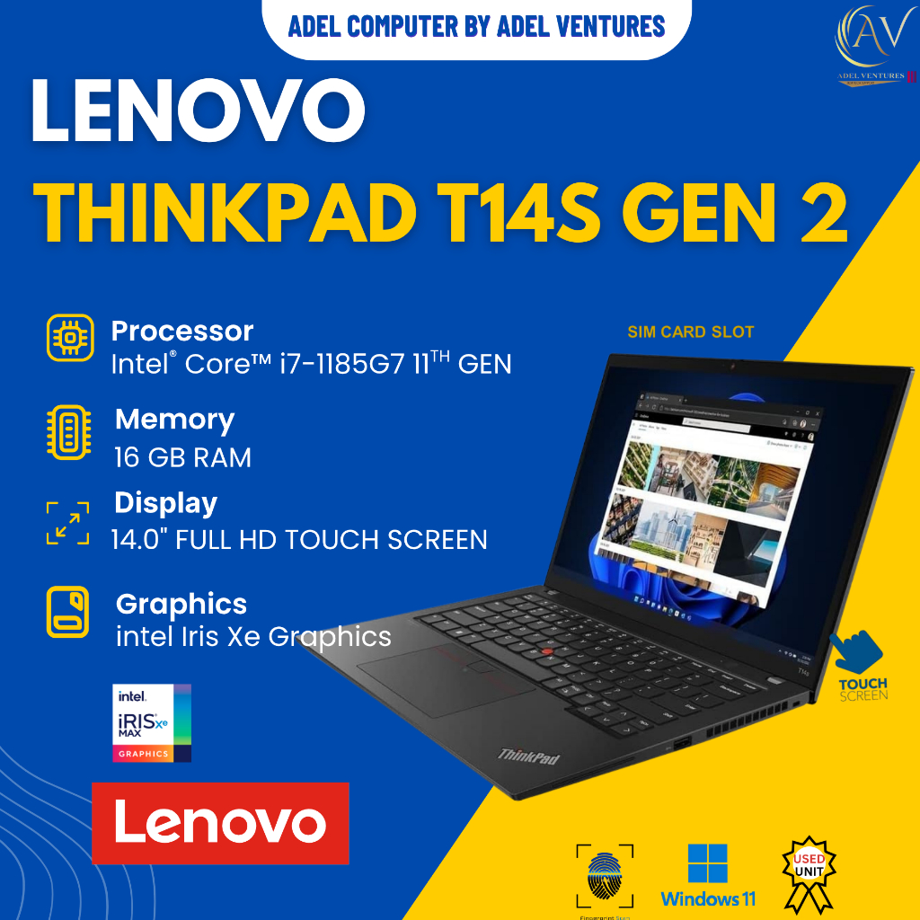 (6 MONTH WARRANTY) Lenovo ThinkPad T14s Gen2 (14”FHD)11th Gen,Core i7 ...