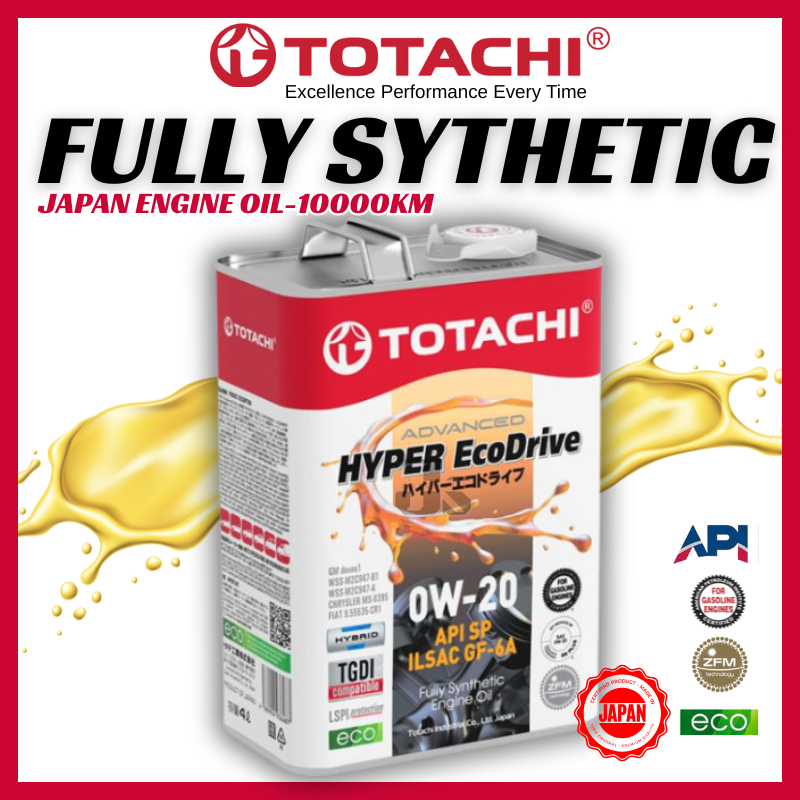 TOTACHI JAPAN ENGINE OIL 0W20 Hyper Ecodrive Fully Synthetic Minyak ...