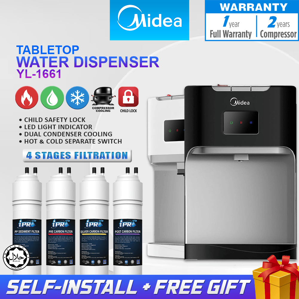 MIDEA Tabletop Water Dispenser Hot & Cold - Compressor Cooling - 4 ...