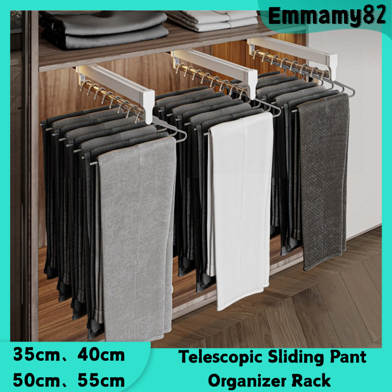 Emmamy--Telescopic Sliding Pant Organizer Rack - Pull Out Wardrobe ...