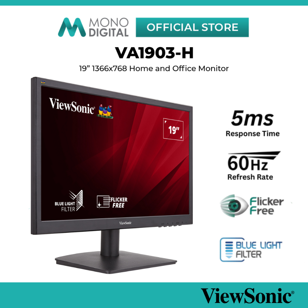VIEWSONIC 19" VA1903H LED FLAT FULL HD (1366x768 @ 60Hz) TN PANEL HDMI ...