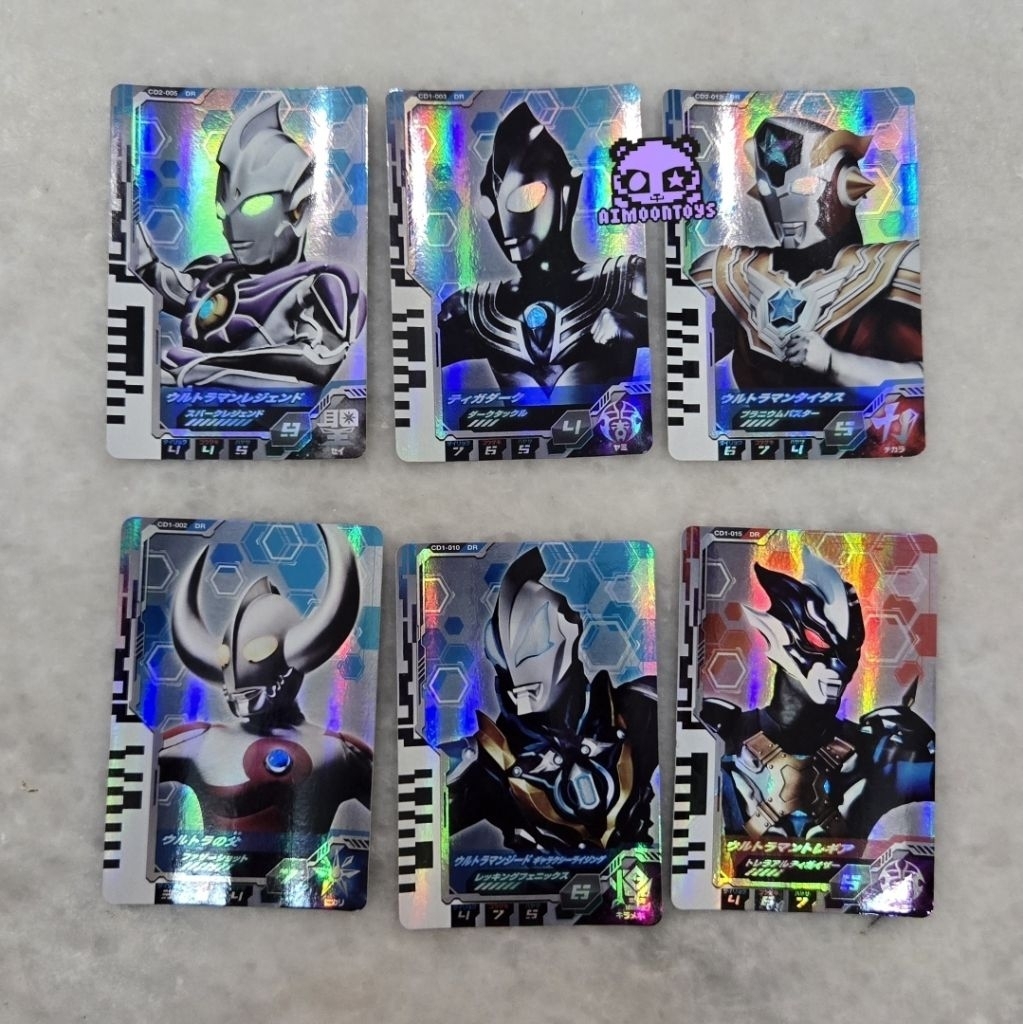 USED BANDAI DX Ultra Dimension Card Legend + Dark Tiga + Titas + Father ...