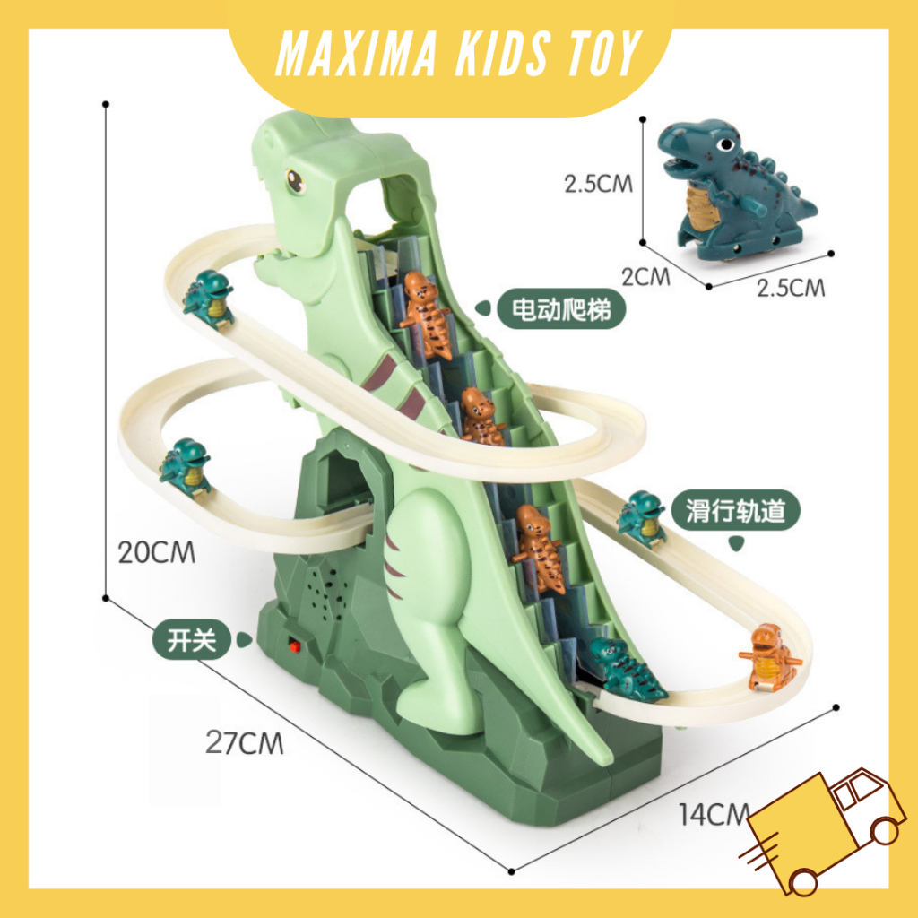 🔥MaximaKidsToy🔥 Dinosaur Ladder Roller Coaster Toy Light Music Mini ...