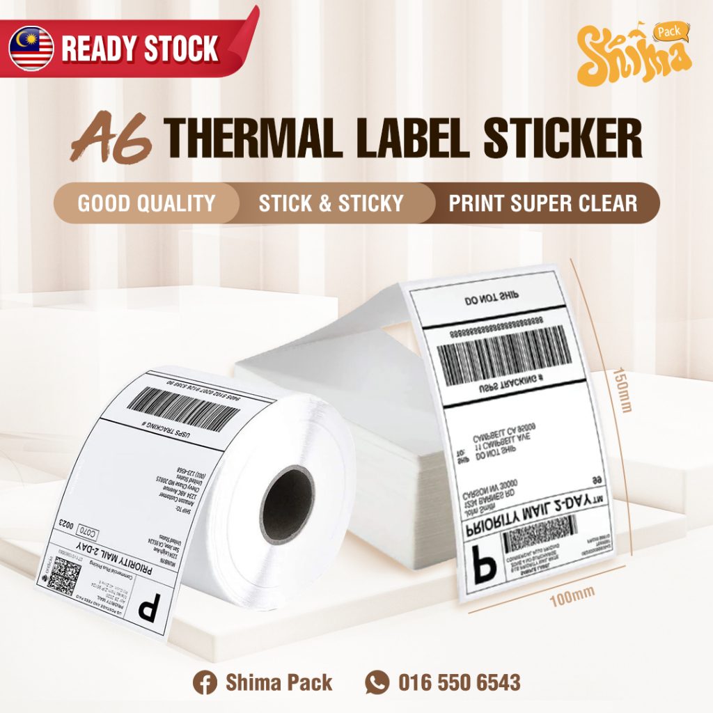 A6 (100x150mm) THERMAL LABEL STICKER / [350PCS]/ STACK / AIRWAYBILL ...