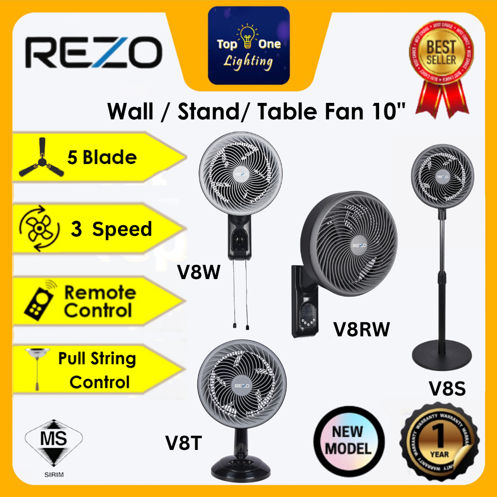 Rezo V8 10" Wall Fan Remote Control / Stand Fan / Table fan Extreme ...