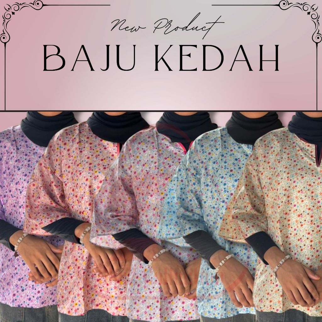 Baju Kedah Opah Dewasa Wanita Bunga Comel Warna Pastel SEDONDON ...
