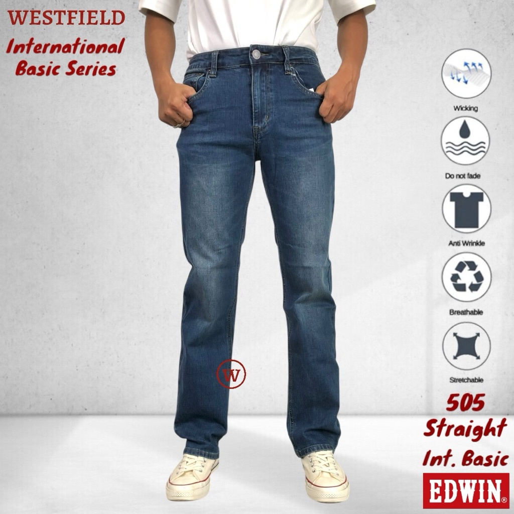 🔥Original🔥 EDWIN® Men’s 505 Stretchable Stone Blue Straight Cut Jeans ...