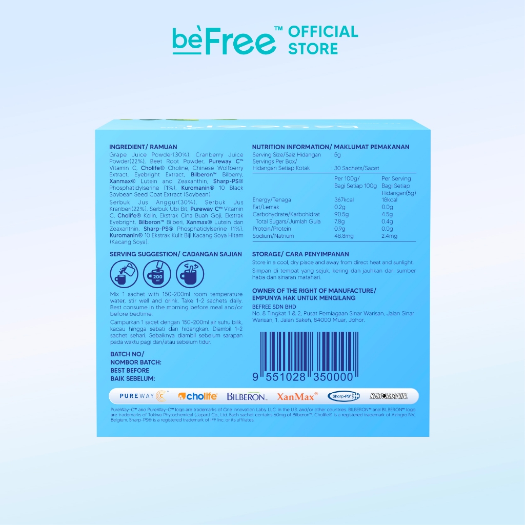 【1-2 Month Supply】BeFree BeSeen Plus Vitamin Eye-Brain Booster (30 ...