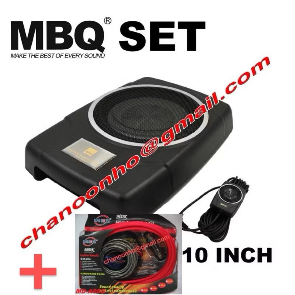 MBQ AW-10e 10" Inch 180 Watt Car UnderSeat Super Slim Active Subwoofer ...