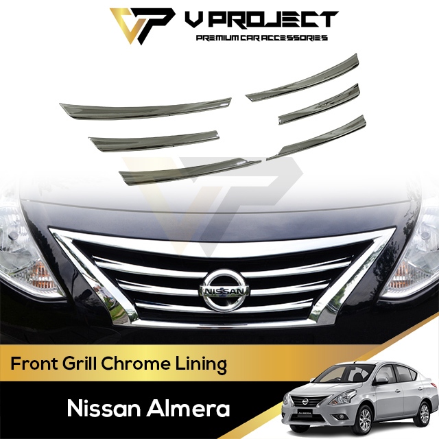 Nissan Almera Front Grill Chrome Lining Front Mesh Grille Head Bumper ...