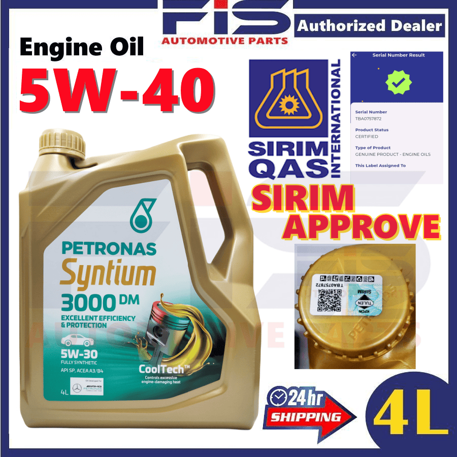FIS Original Petronas Engine Oil Syntium 3000 5W40 Fully Synthetic ...