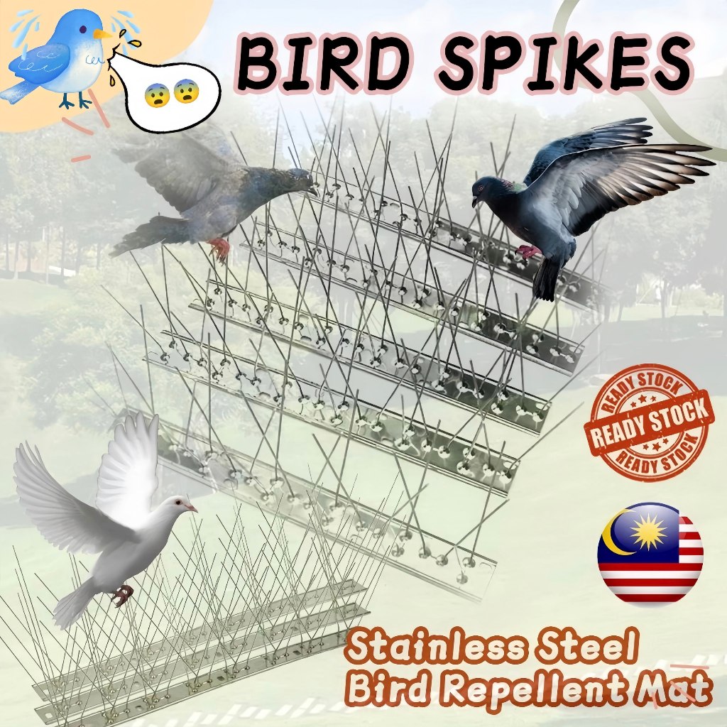33cm Bird Repellent Mat Spikes S/Steel Animal Repeller Chase Birds ...