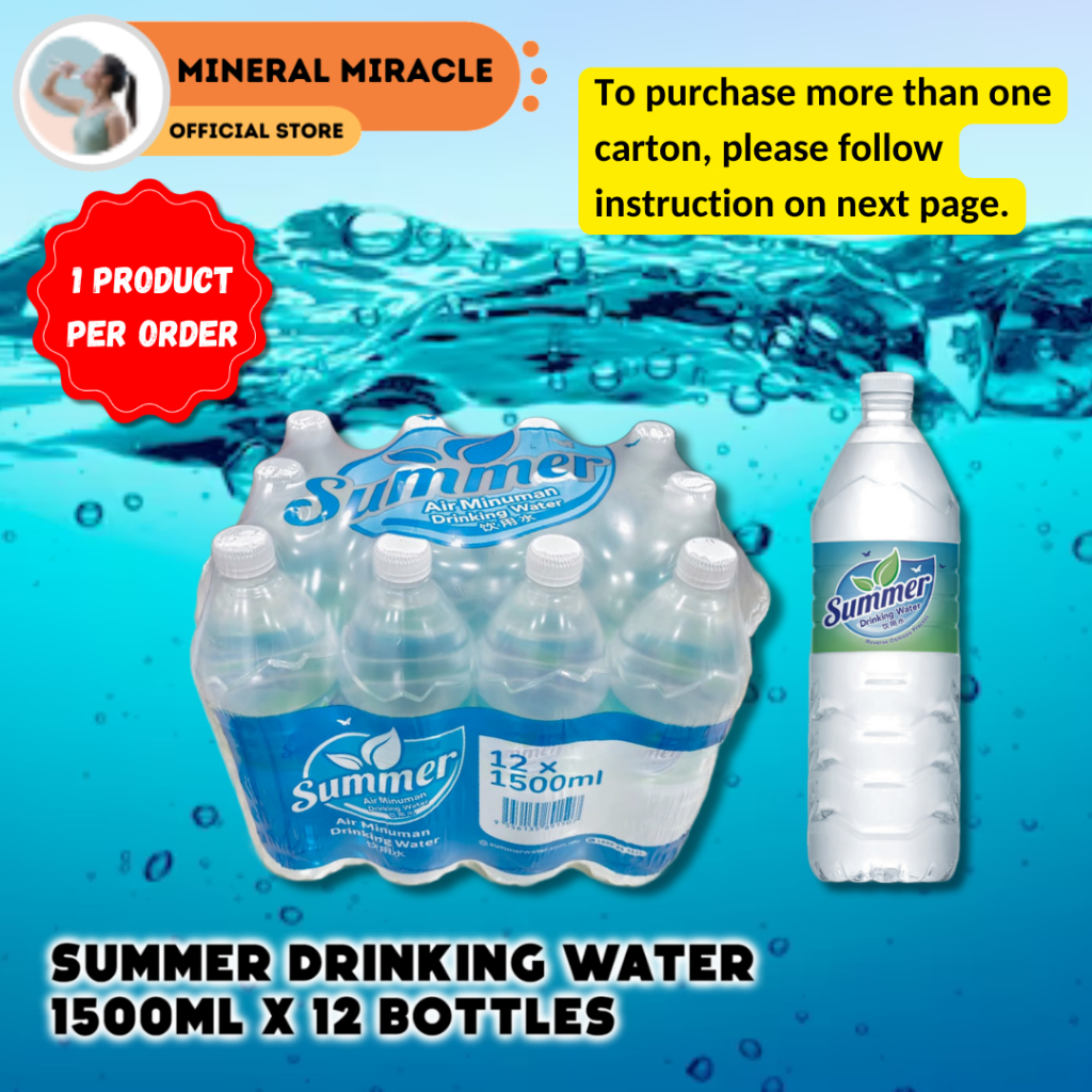 SUMMER Drinking Water Shrink Wrap (1 PACK 1500ml x 12 Bottles) | Shopee ...