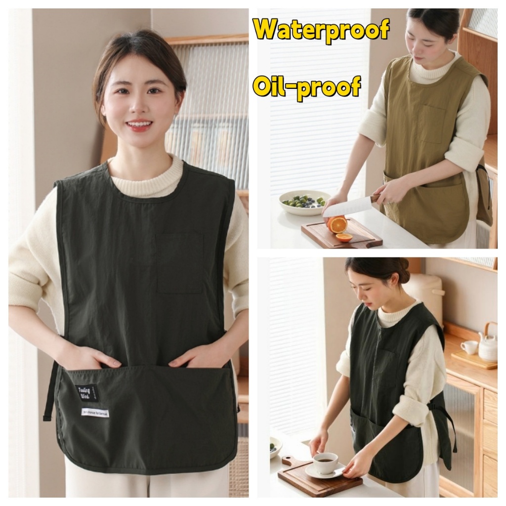 Apron Waterproof Kitchen Apron Barista Apron With Pockets Apron Baju 围裙 ...