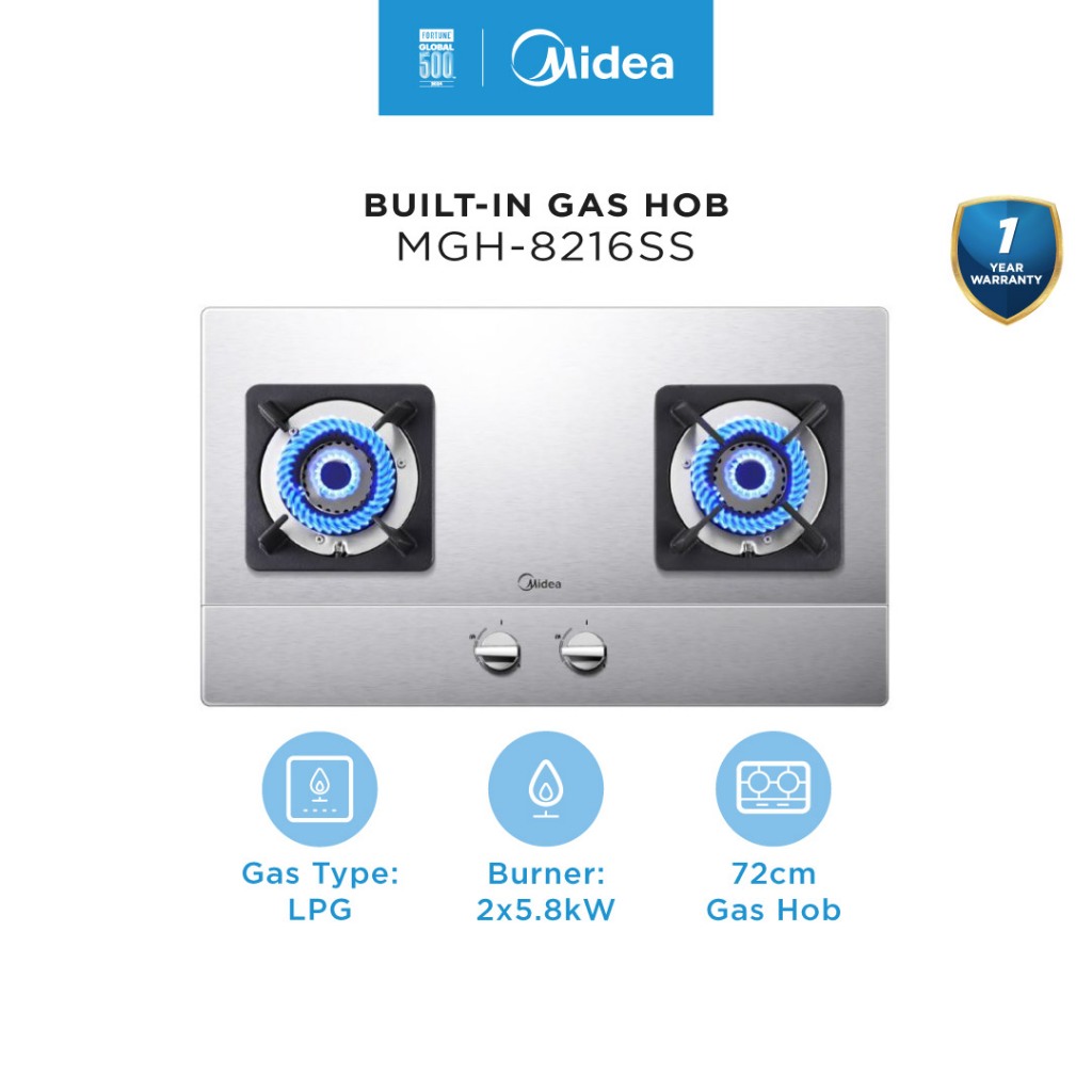 Midea MGH-8216SS Stainless Steel Built-In Gas Hob | Shopee Malaysia