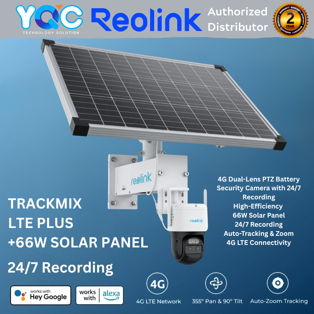 Reolink TrackMix LTE Plus 4G LTE Simcard Dual-Lens PTZ Battery Security Camera 24/7 Recording ...