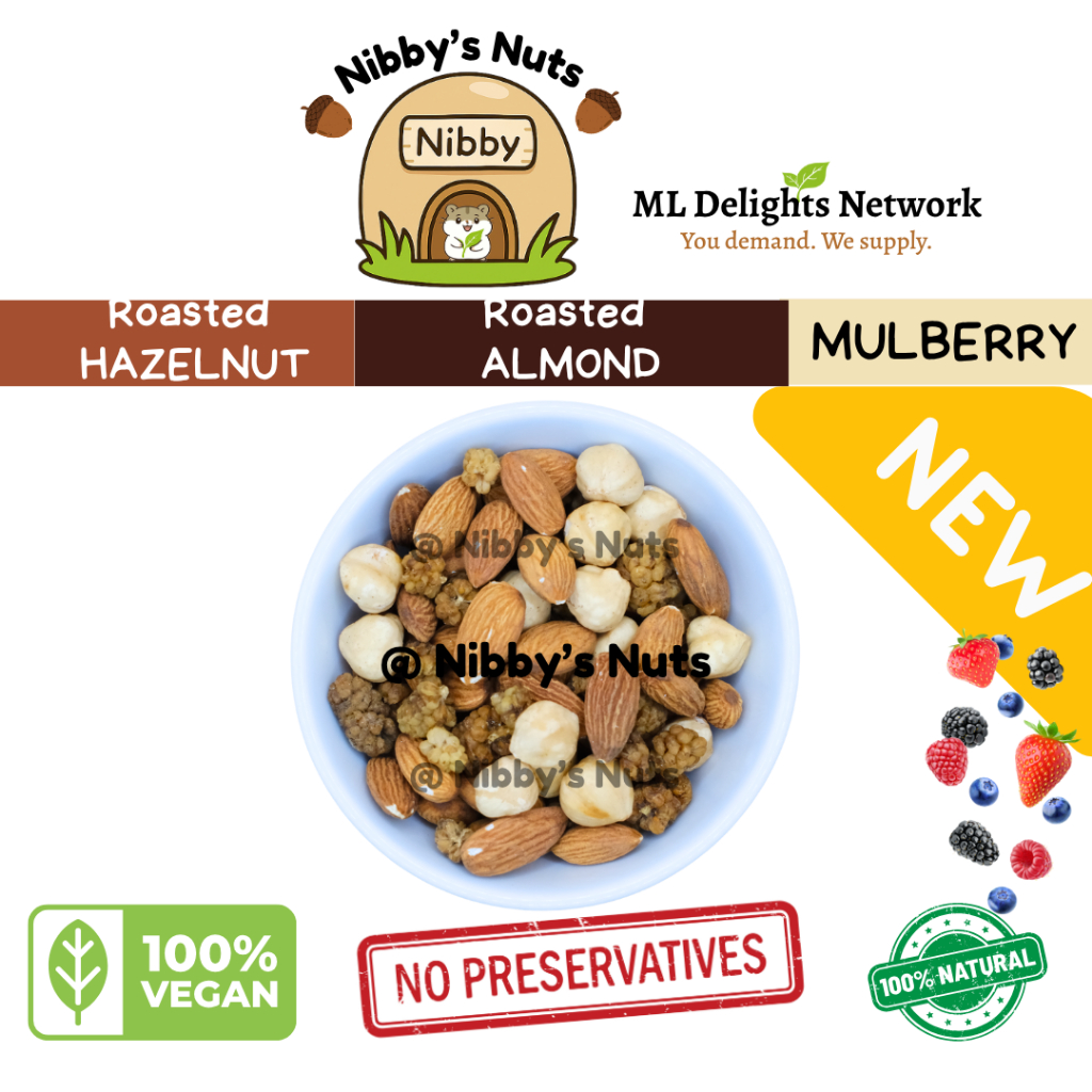 Nibby's Nuts | TRIO CRUNCH Almond+Hazelnut+Mulberry | 杏仁榛子白桑葚干 | Protein+Antioxidants | Vegan ...